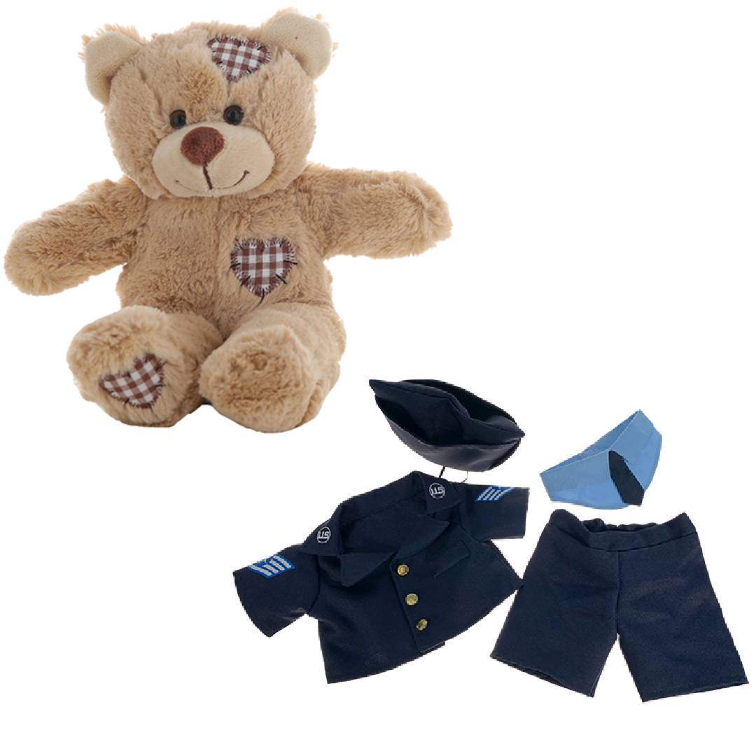 Brown Patches Bear 8 Inch with Air Force Uniform – Plush Toy – Bearyteddy